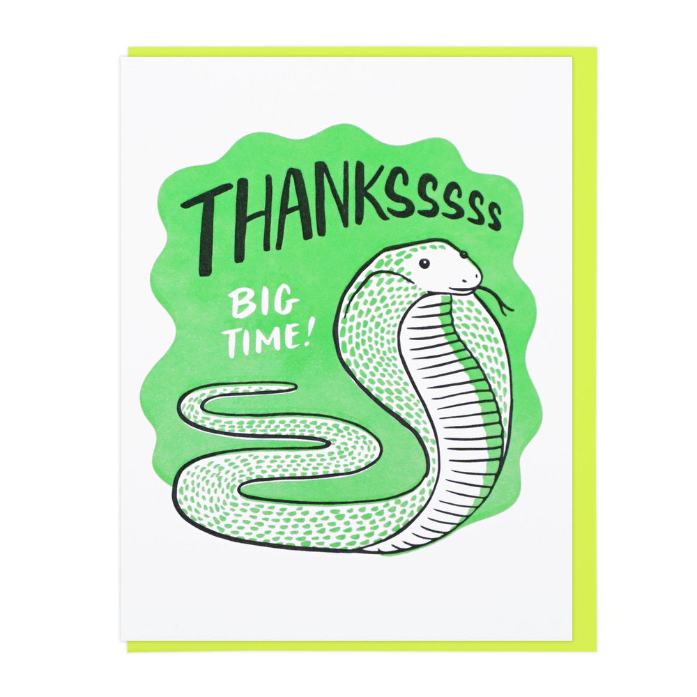 THANKS BIG TIME COBRA Letterpress Card – Paper Pastries