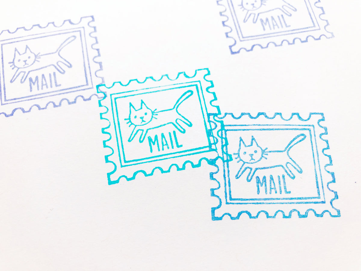 cat rubber stamp | cat mail stamp | postage stamp | animal stamp for s ...