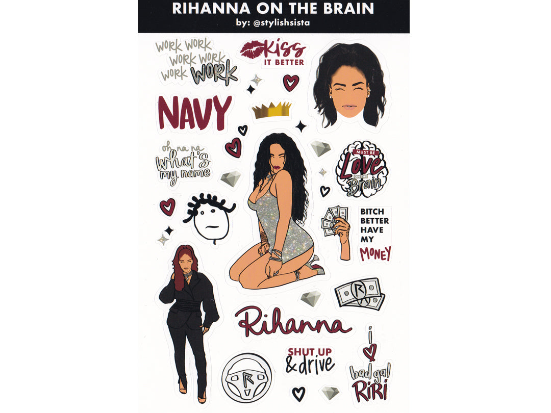 Rihanna Glossy Sticker Sheet – Paper Pastries