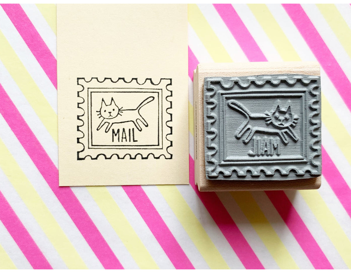 cat rubber stamp | cat mail stamp | postage stamp | animal stamp for s ...